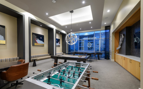 Open Game Room with Shuffleboard, Foosball Table, and Pool Table ...