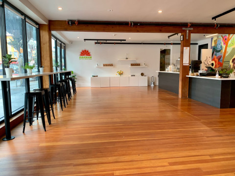 Cafe with Open Floor Plan, Bright, Minimalist, Modern and Vibrant., San ...