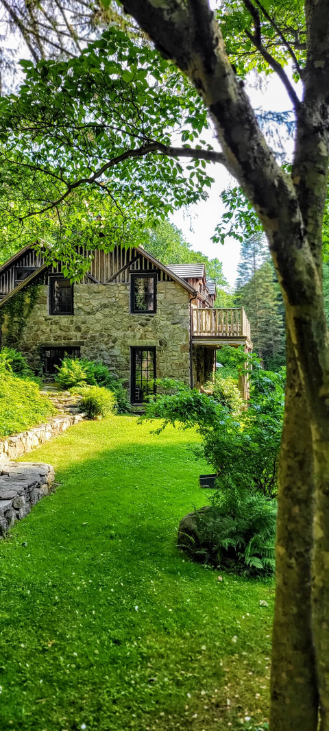 Stone and Wood Beam Cabin Estate on Beautiful Pond, Weston, CT ...