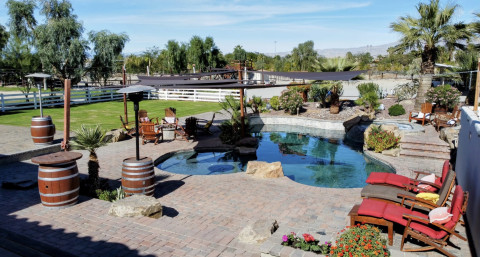 5 Acre Ranch, 5 bd house, lagoon style pool, large open areas, grass ...