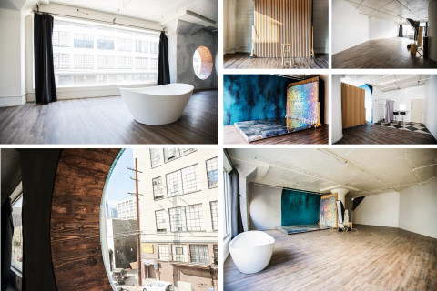 Large Downtown Studio with Frameless Windows, City Views, round window ...