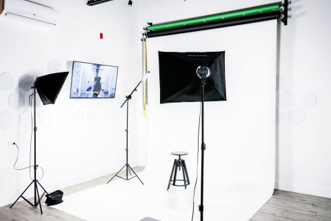 Production Studio With Equipment, Props, Backdrops And Lighting ...
