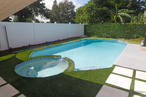 Backtard oasis with crystal clear pool | The backyard oasis pool, west ...