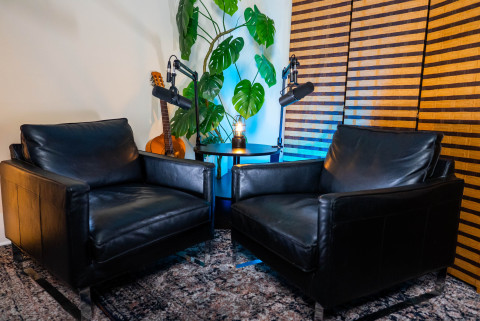 Podcast Patio | Cozy and flexible podcast space with multiple set ...