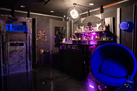 The Valley's Pre-Lit Futuristic Time Machine Bar & Lounge equipped with ...