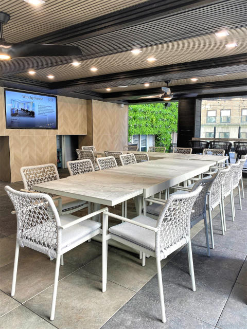 First of its Kind, Indoor/Outdoor Pergola Covered Meeting Room Space ...