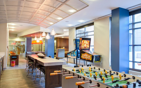 Open Game Room With PinBall/ Arcade Games, Shuffleboard and Wet Bar ...