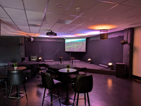 Club atmosphere with bar, dance floor, and audio/video system, GRESHAM ...