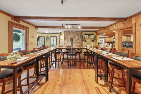 Rustic Meeting Room with Wood-Beamed Ceiling - Seating for 10 ...