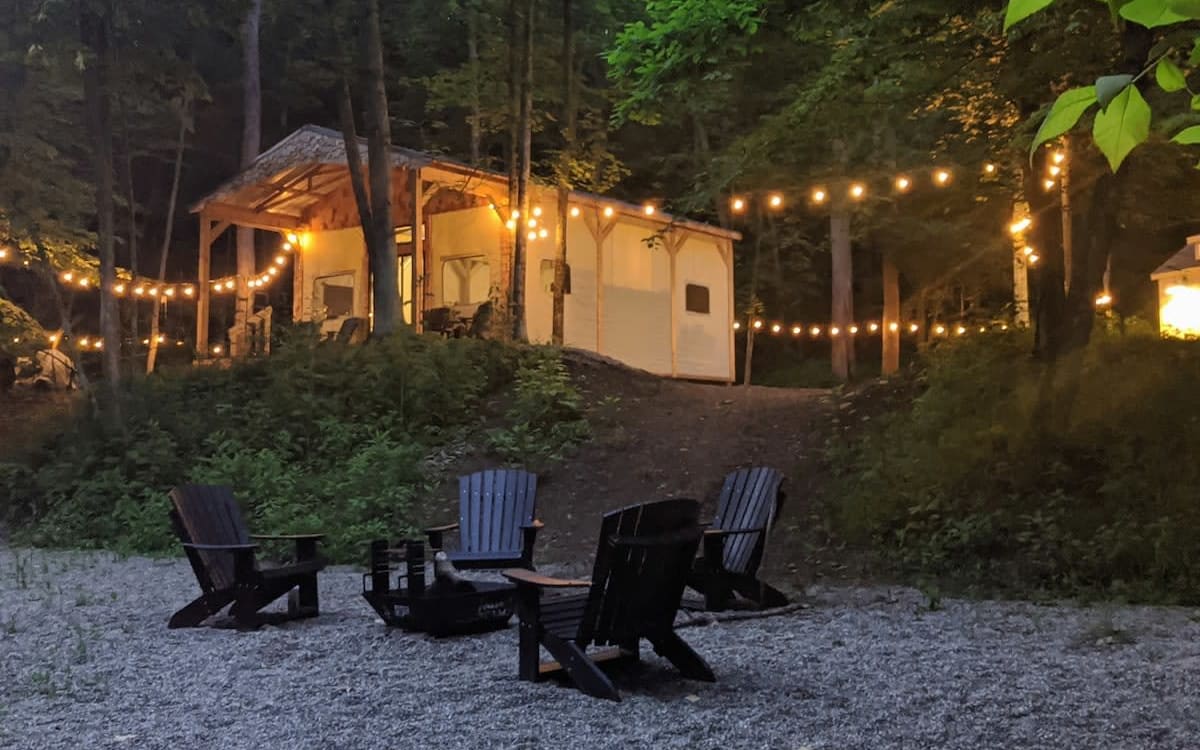 Cabin & Glamp Tent on Secluded Wooded Acreage With Pond, Creek ...