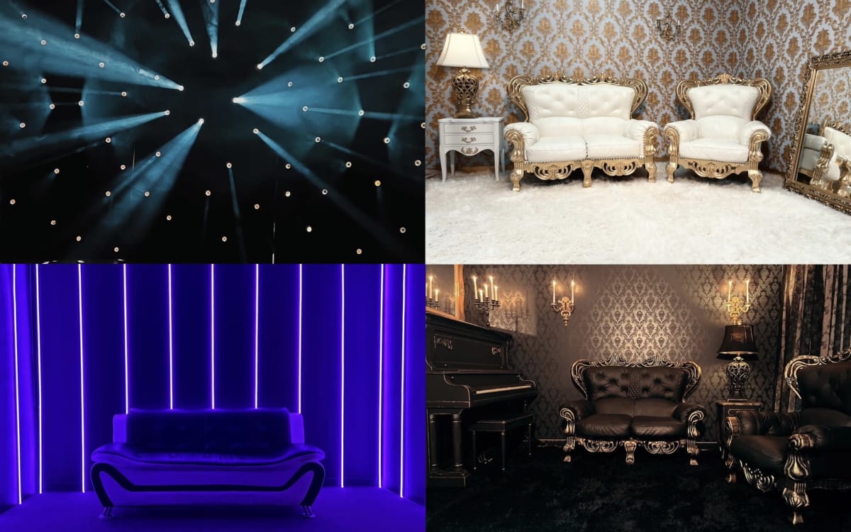 Multi-Set Studio w/ Elegant Royal sets and Unique Light Room Sets ...