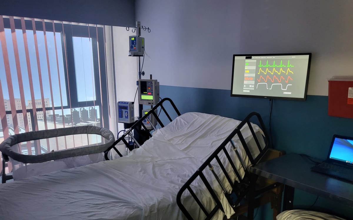 Seattle Hospital room set with virtual production background window ...