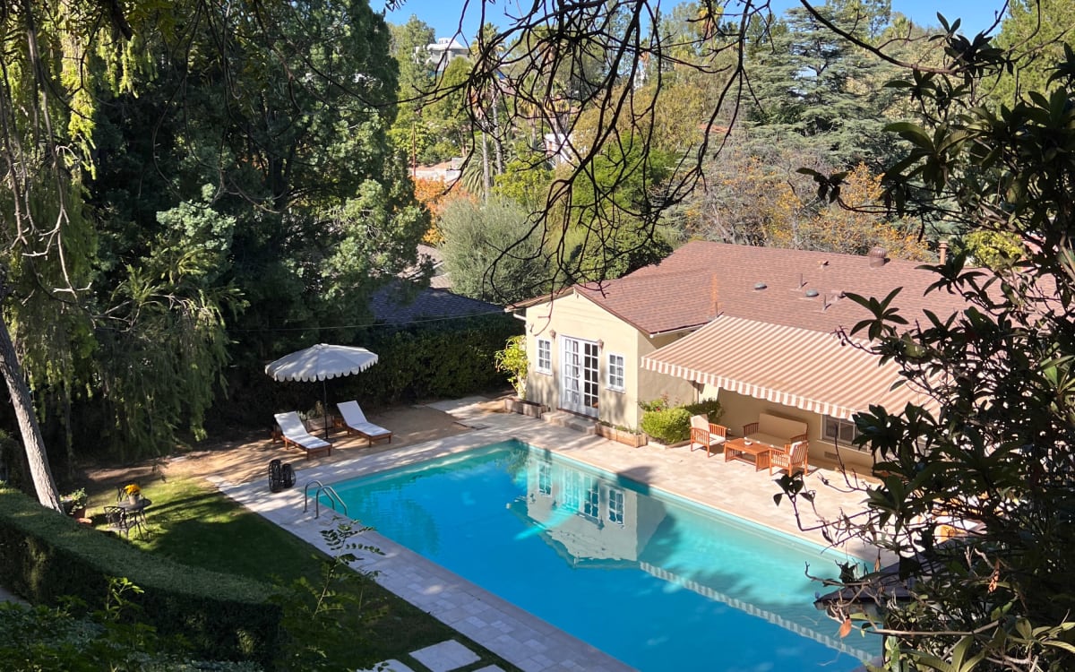 Old Hollywood Ranch Style Backyard with Pool and Garden, Encino, CA ...