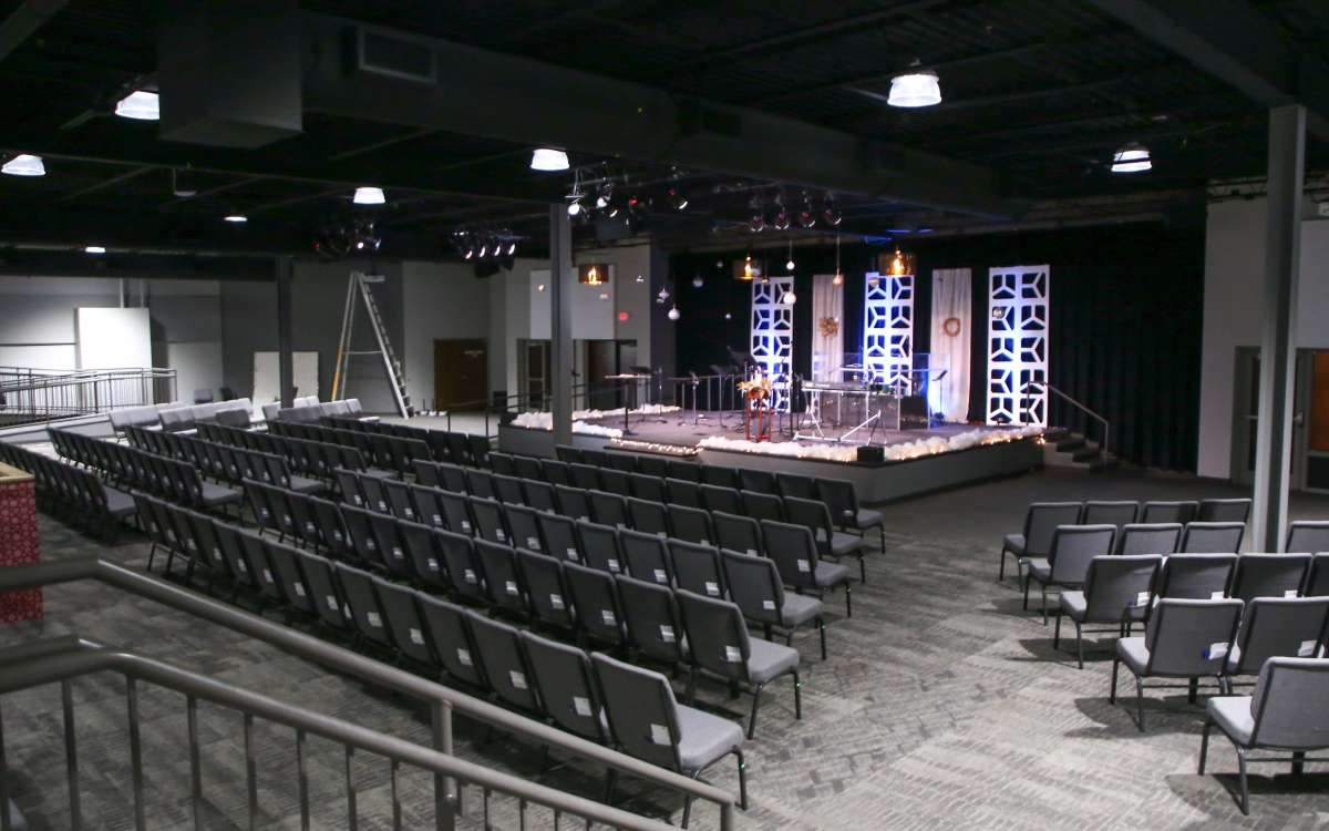 Spacious auditorium with industrial chic cafe/lobby, Minneapolis, MN ...