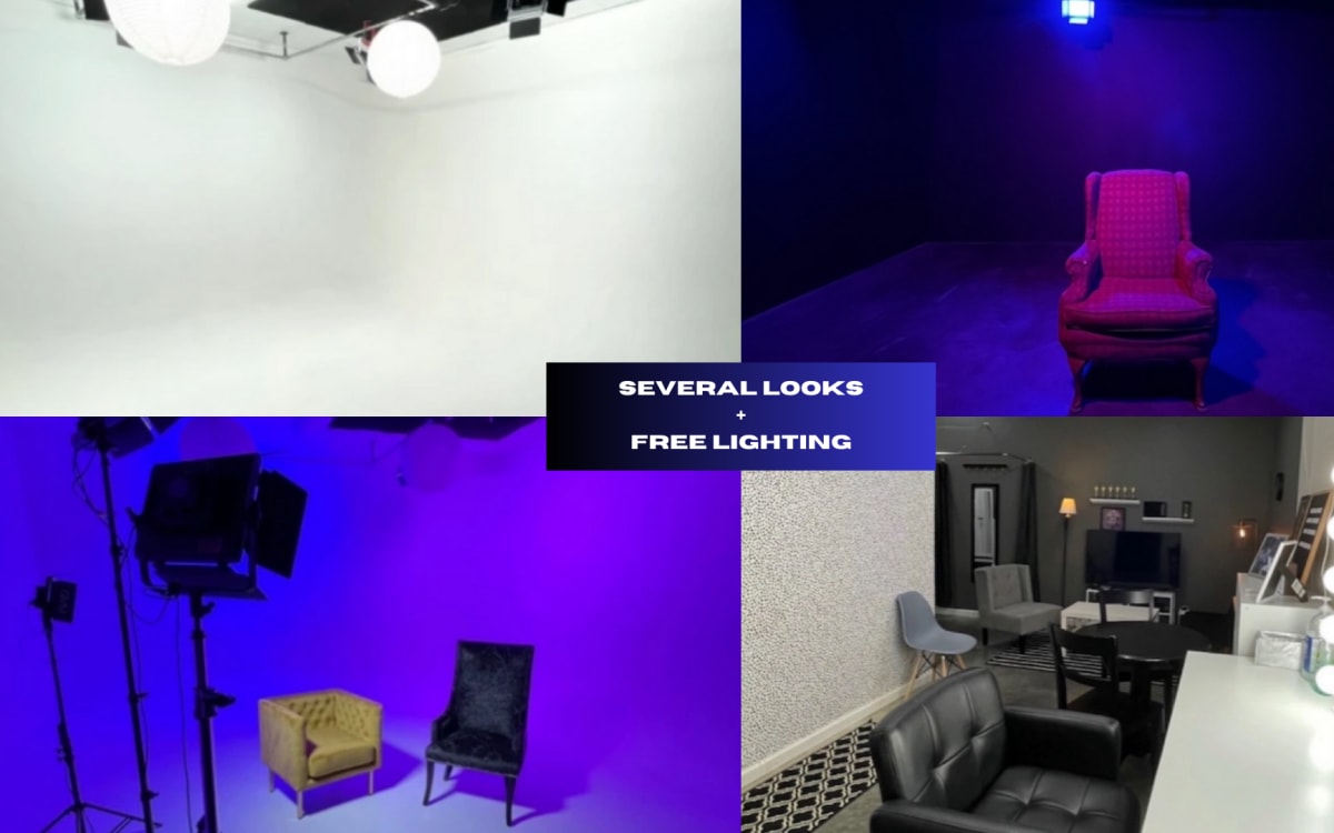 Black and White Studio with Free Lighting | Lounge and Free Private ...