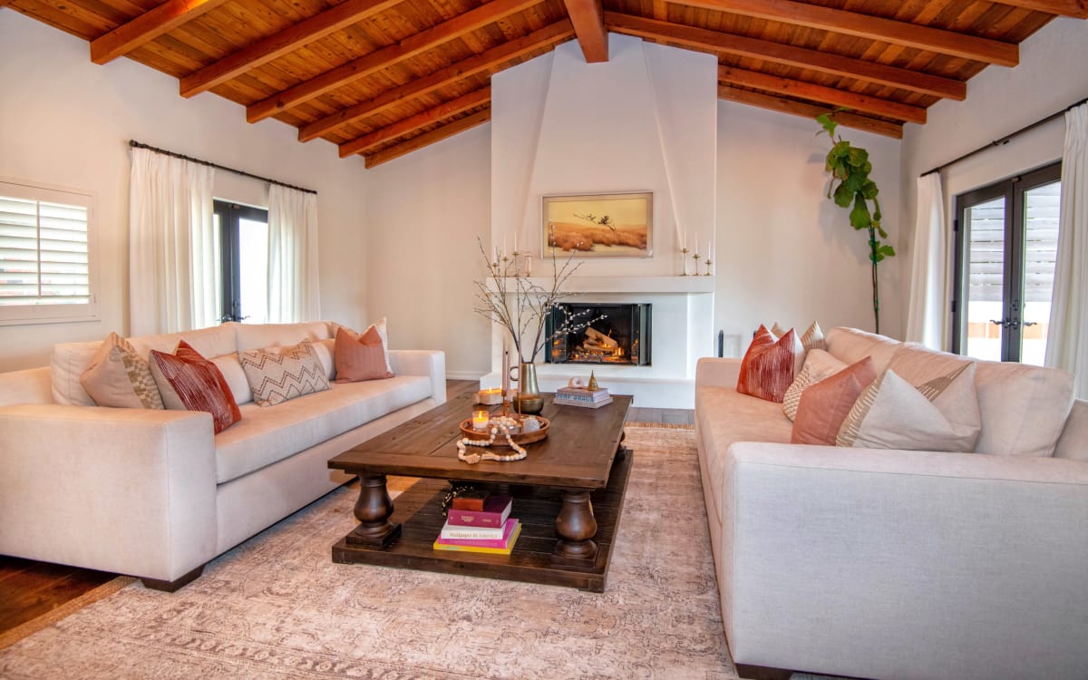 Spanish Style Retreat With Vaulted Ceiling and Gorgeous Fireplace ...