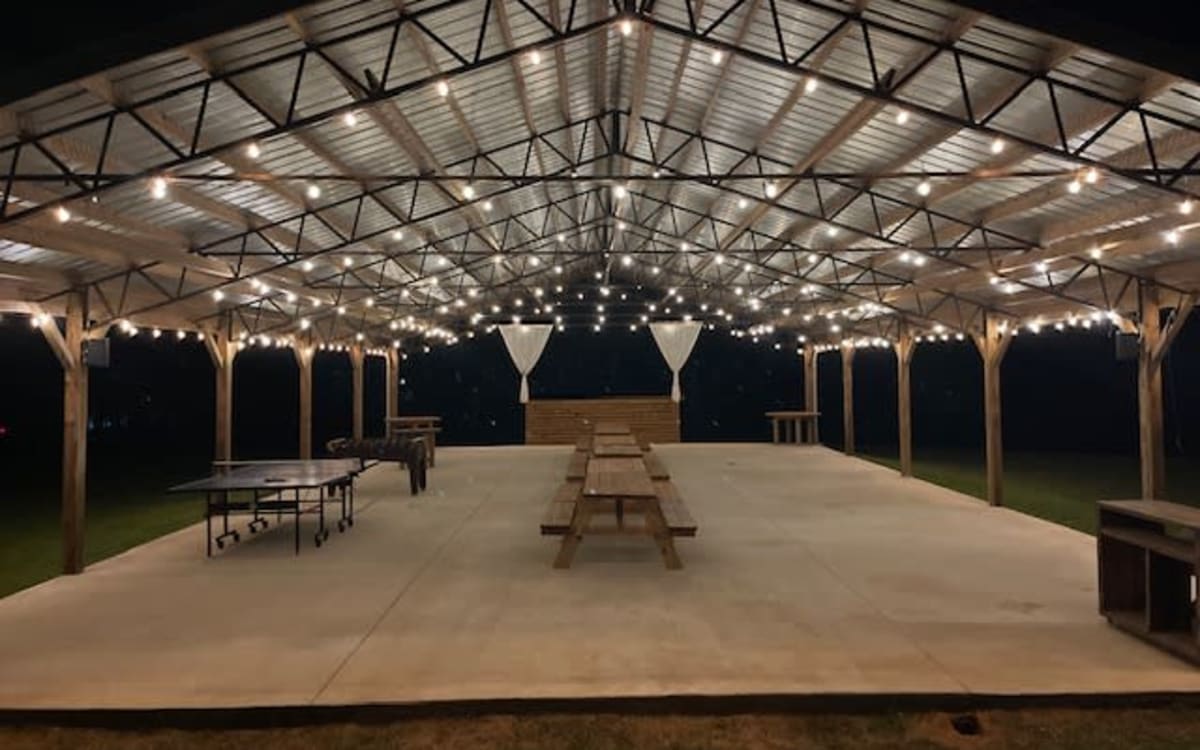 2 Acres & a Private Unique Pavilion surrounded by beautiful Oak Trees ...