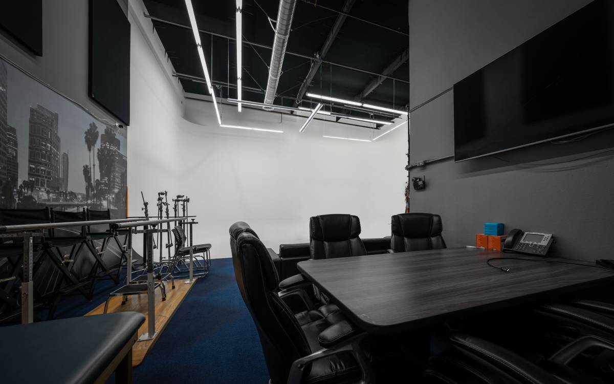 White Infinity Wall Studio with Mock Hospital Room, Mock Apartment, and ...