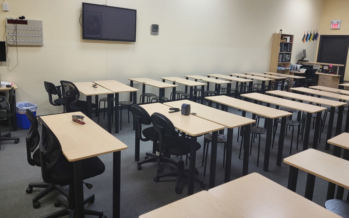 A full classroom with chairs and desks. Located uptown in Marklham ...