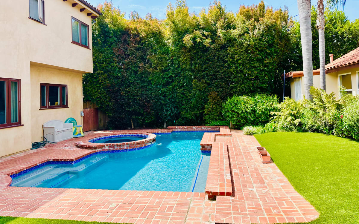 Idyllic Backyard Space with Pool, Guest House, Lounge, Los Angeles, CA ...