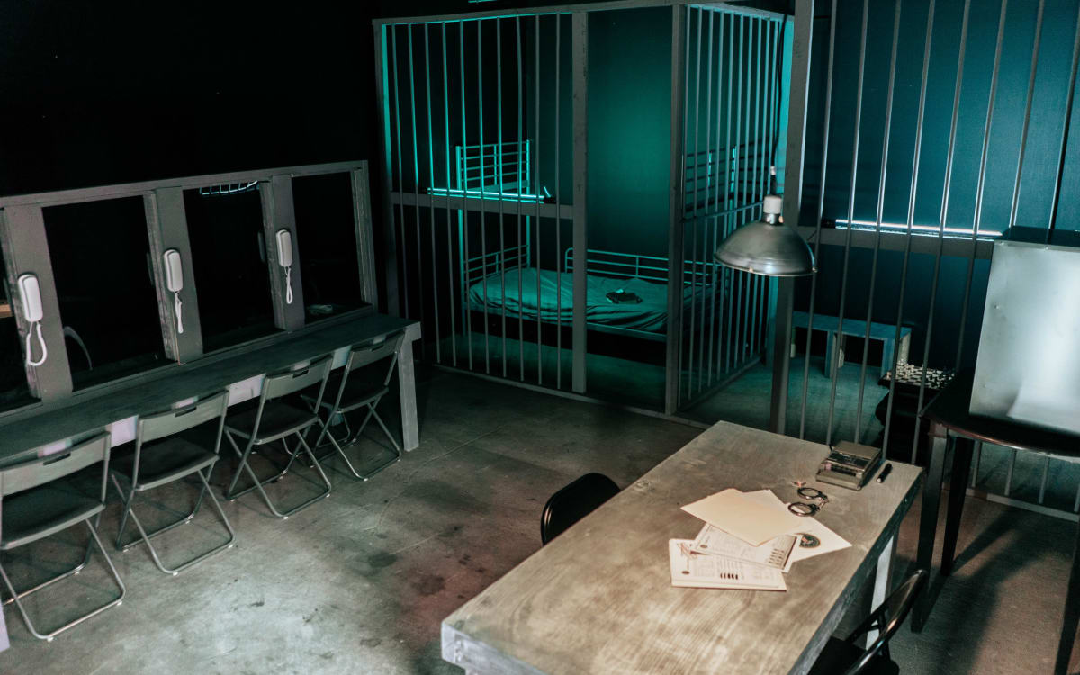 Jail Cell with Interrogation Room, Visitation Center, and Mugshot ...