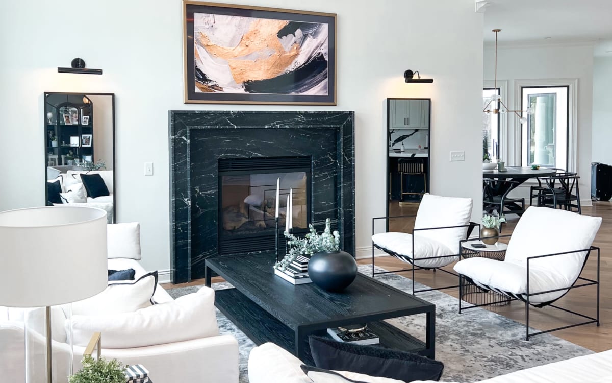 Picturesque tree lined home on a pond with a swimming pool, open ...