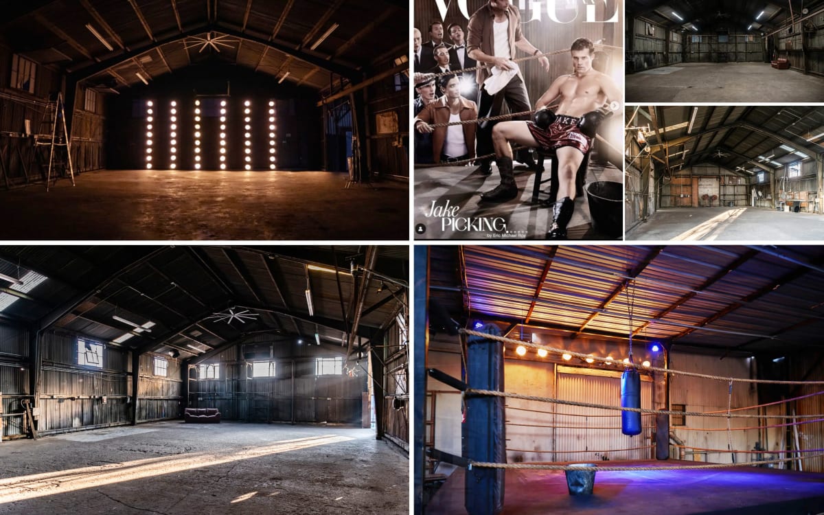 Huge metal Rustic hangar with car drive-in, boxing ring, and dedicated ...