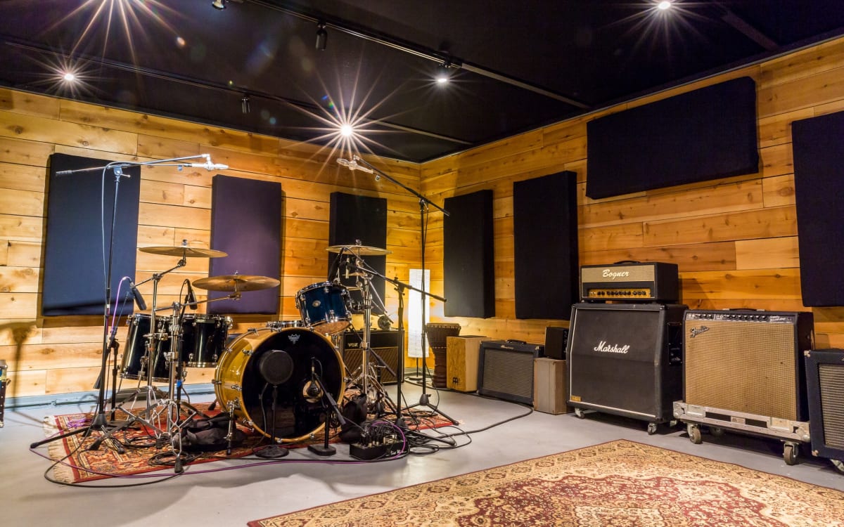Recording studio with live room overlooking the San Fernando valley ...