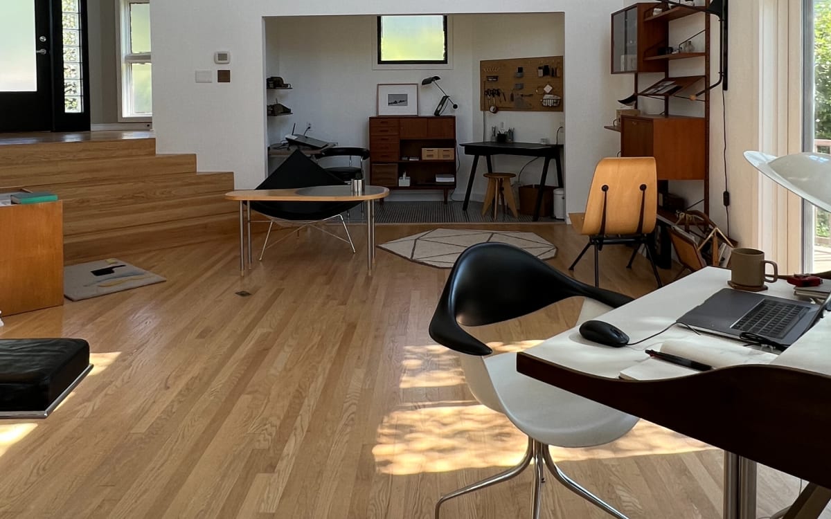 Midcentury modern loft-style house with designer furnitures, full of ...