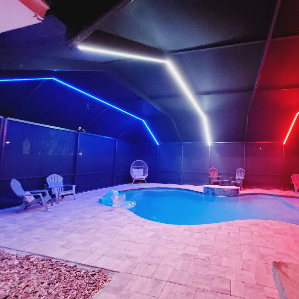 Screened Pool Bungalow with Fabulous LED Lighting, Jacksonville, FL ...