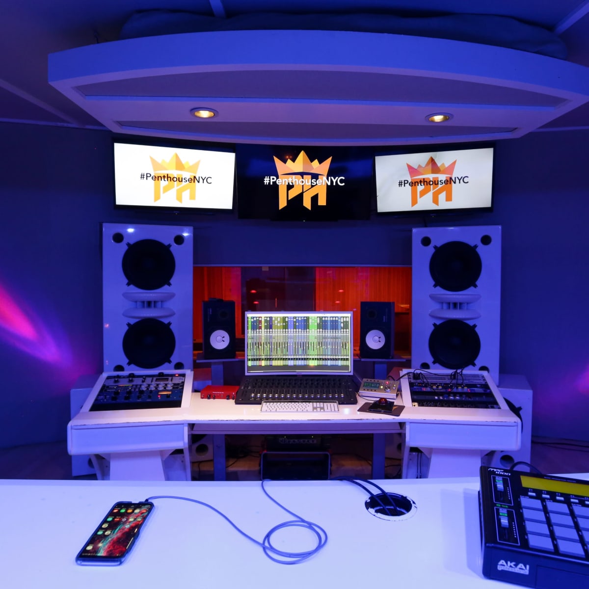 Futuristic Recording Studio with private balcony views over Times ...