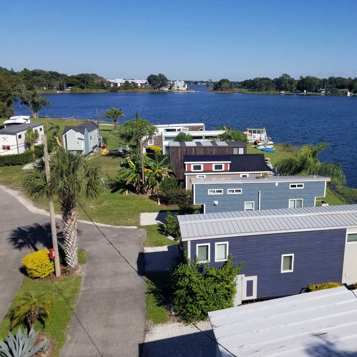 Unique lakefront tiny house community, with clubhouse, boat dock and ...