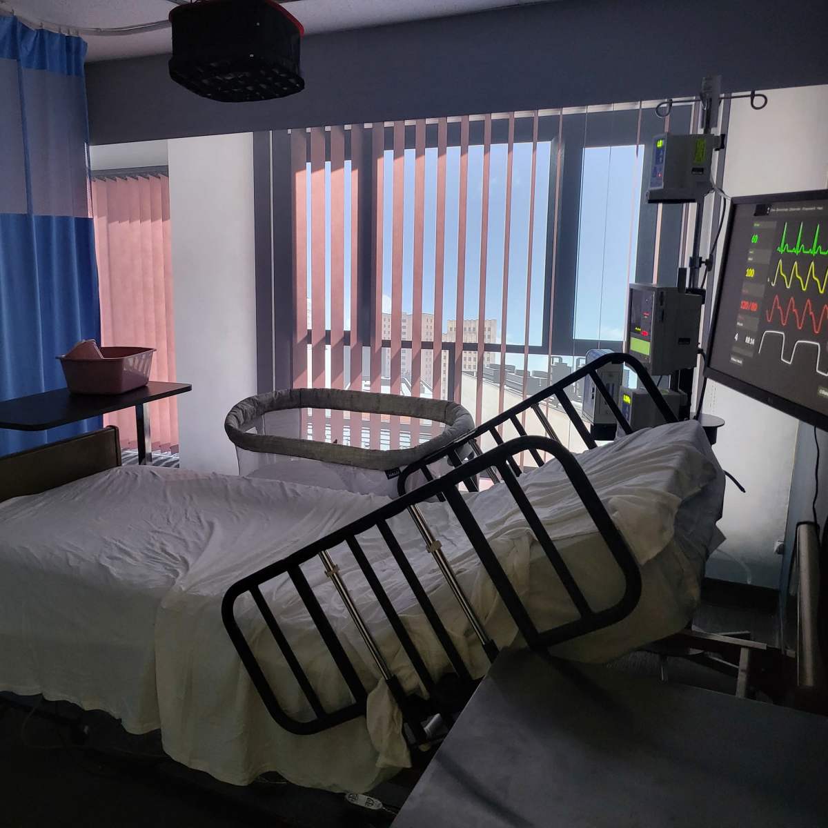 Seattle Hospital room set with virtual production background window ...