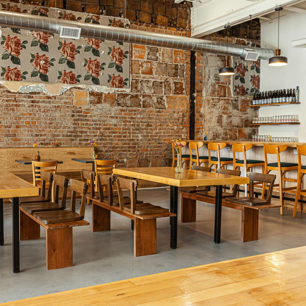 Brewery Taproom with Natural Light and Rose Wallpaper, Hamtramck, MI ...