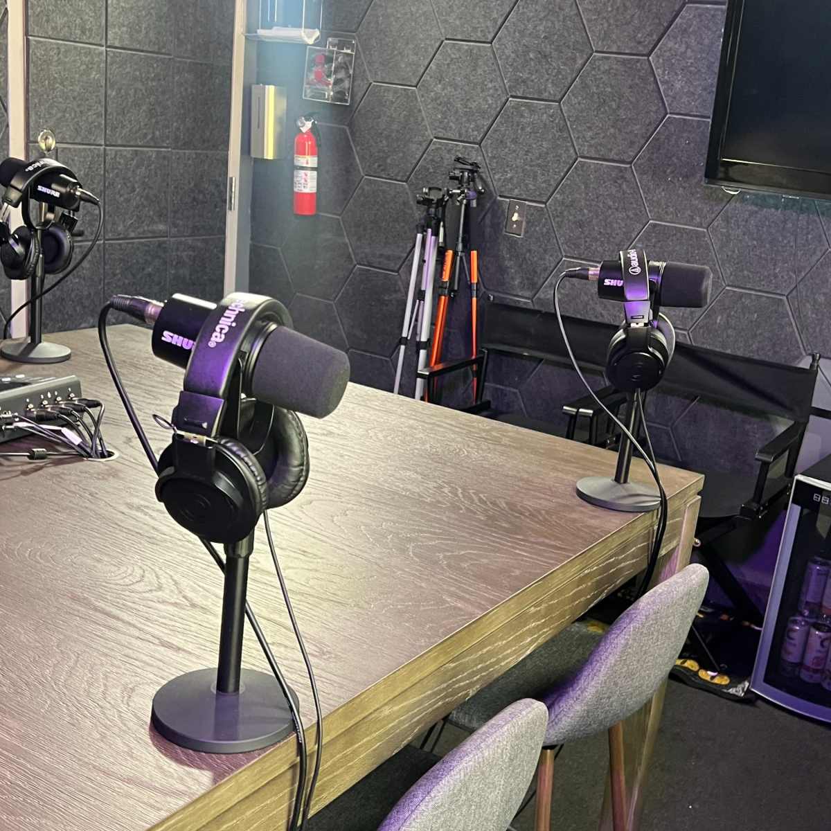 Private podcast studio suite. Includes 3 Cameras, 6 Mics, and help with ...