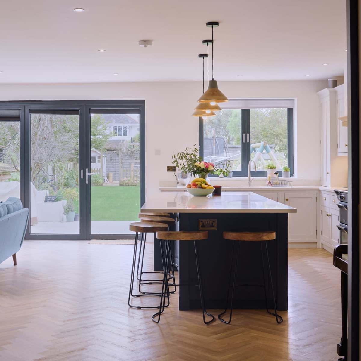Large residential open plan kitchen dining living space in Bournemouth ...