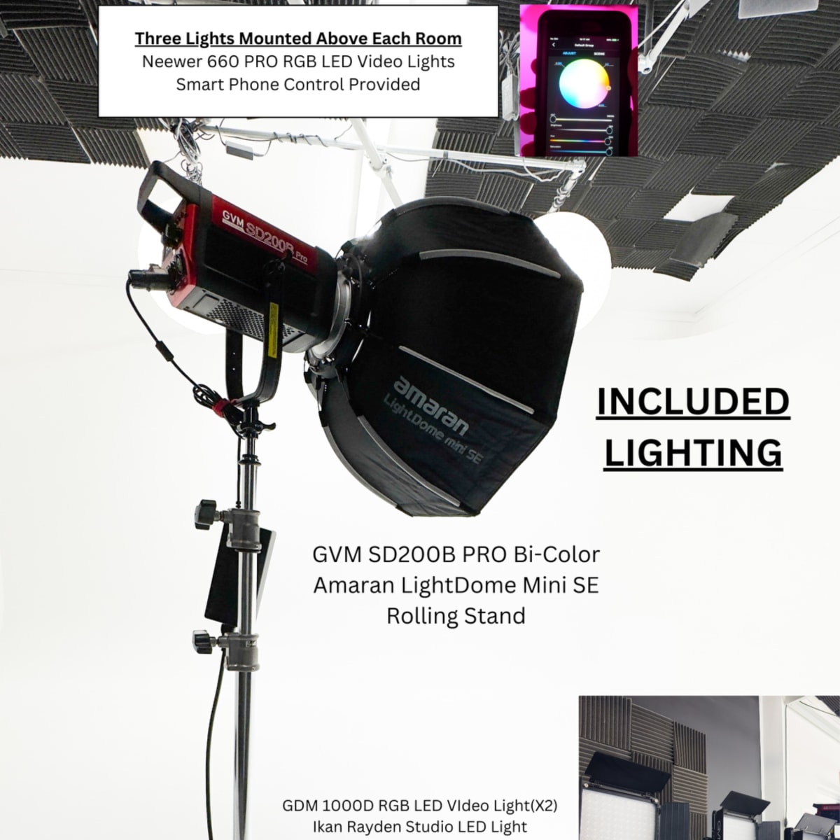Black and White Studio with Free Lighting | Lounge and Free Private ...