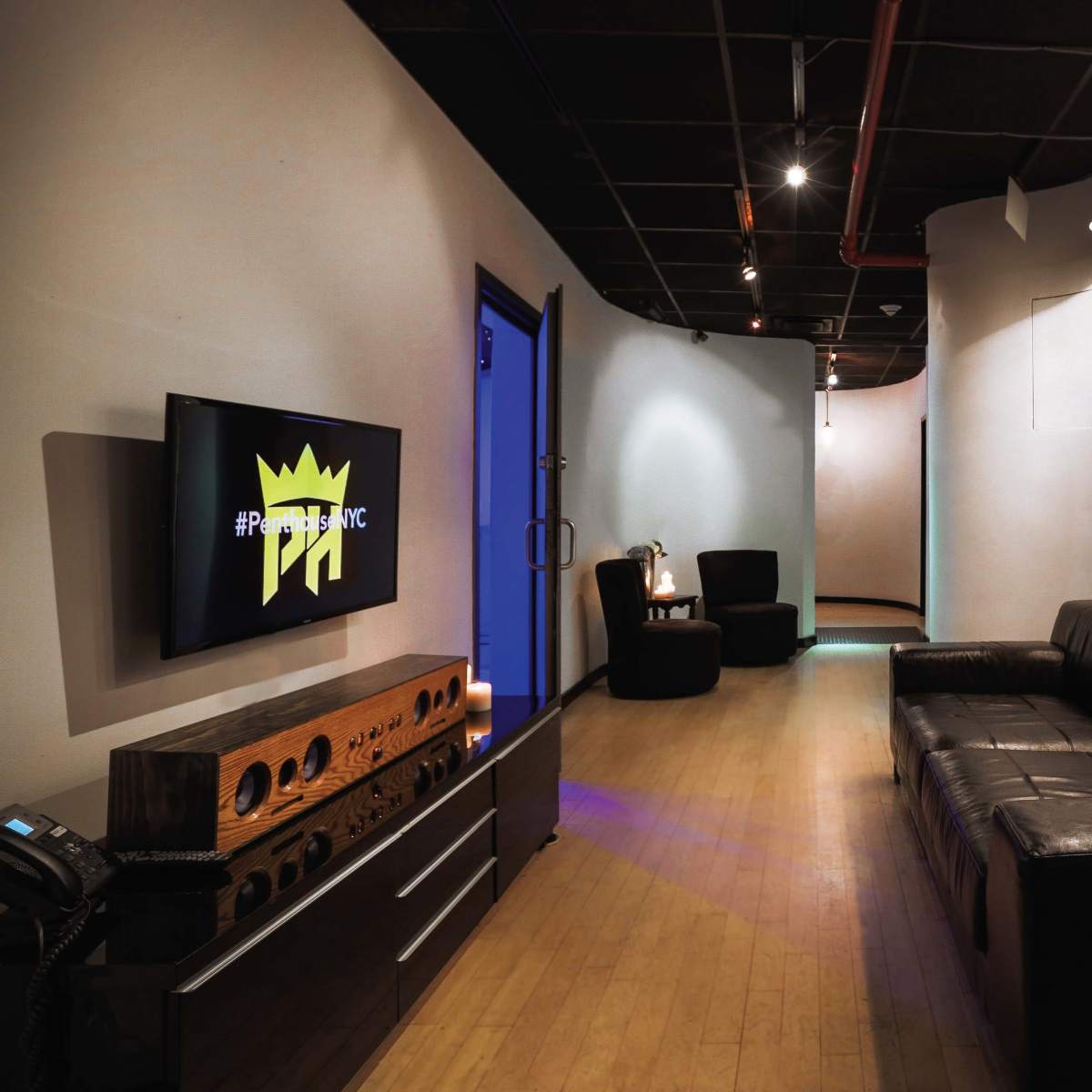 Futuristic Recording Studio with private balcony views over Times ...