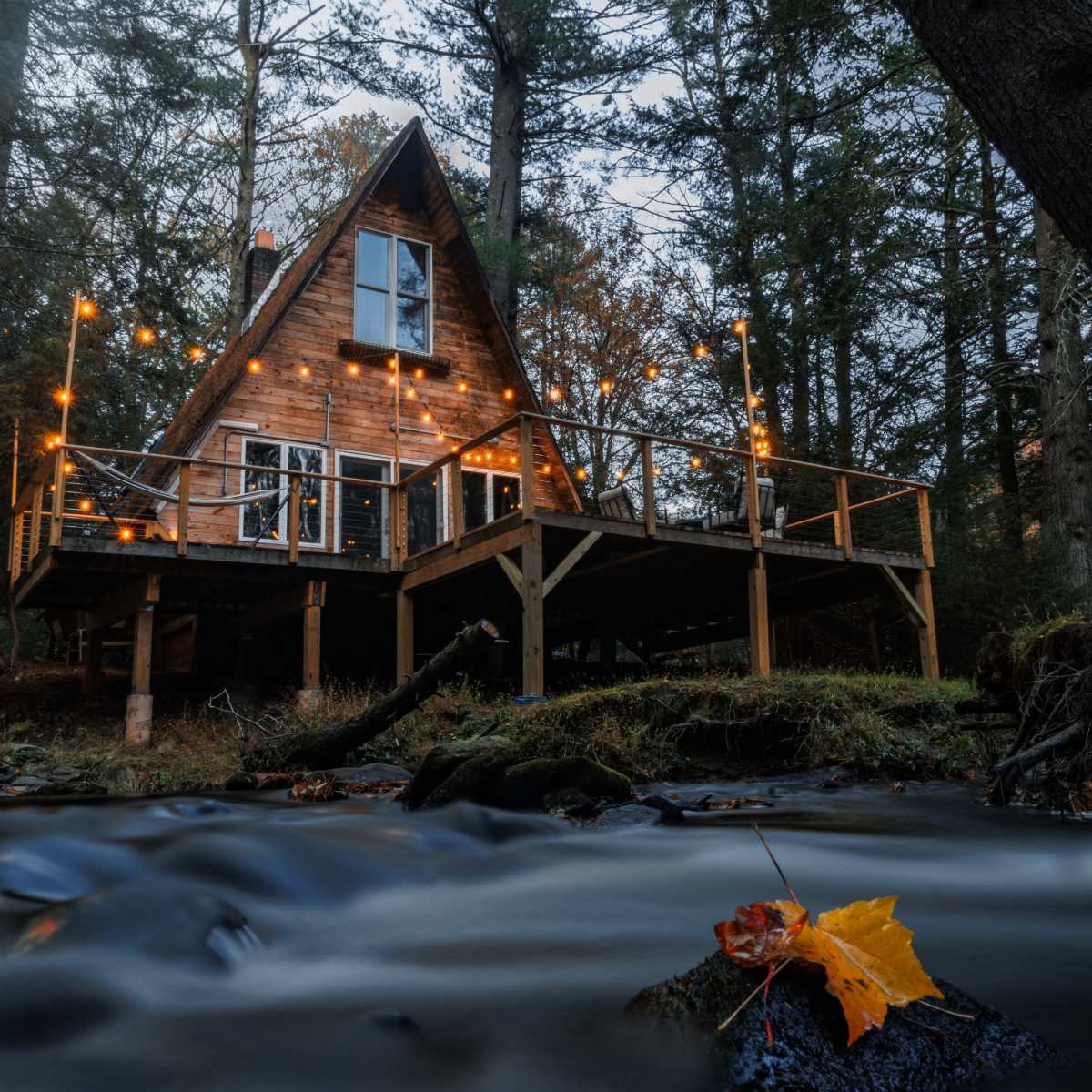 Enchanting River - Water Front A-Frame Cabin, Yulan, NY | Production ...