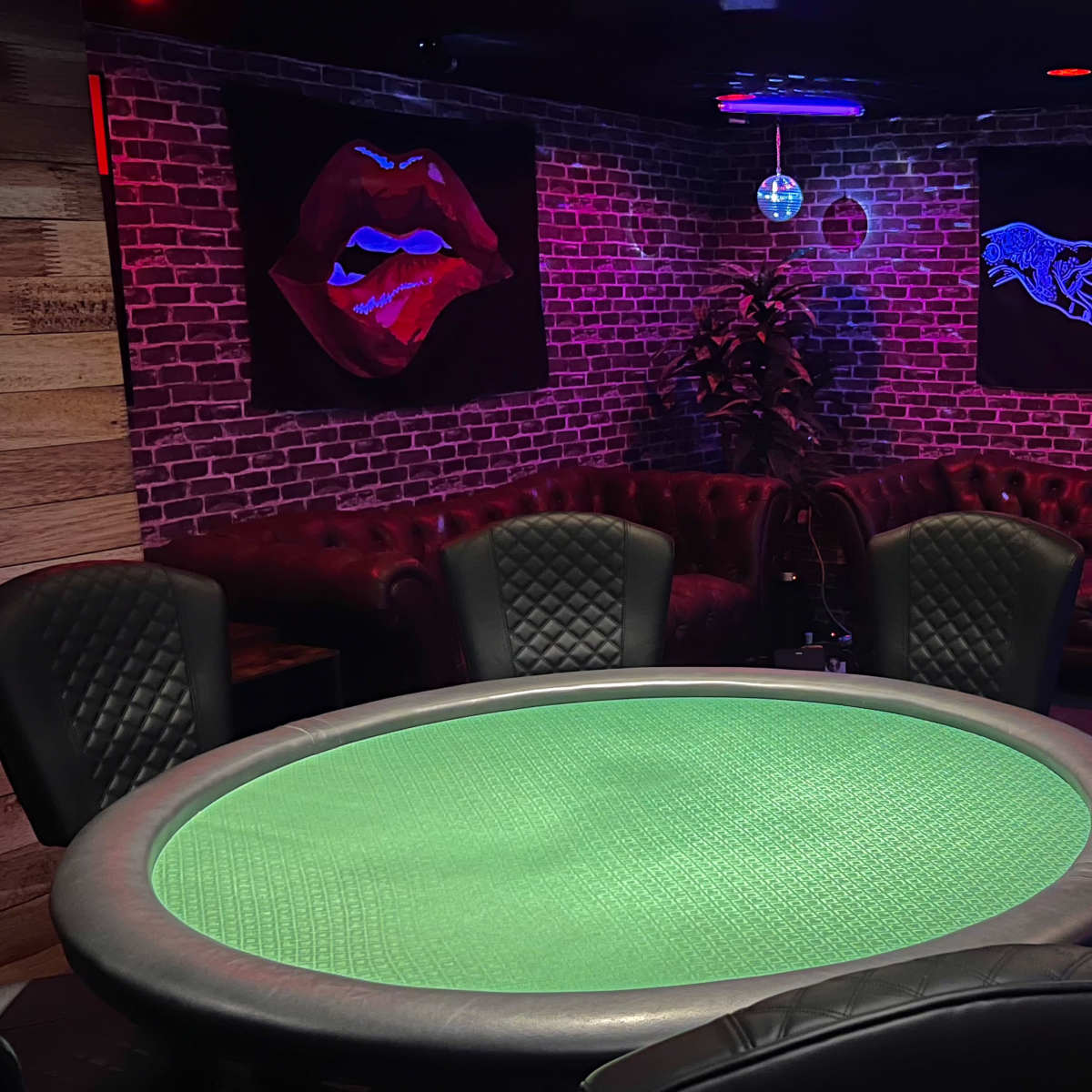 Urban, Basement, Rustic lounge with multiple backdrops and seating ...