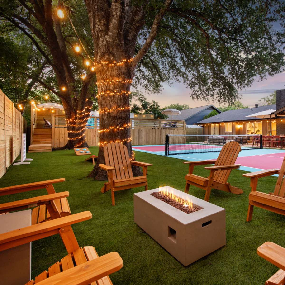 Modern Resort-Style Backyard with Pool, Pickleball, Turf Games, Austin ...