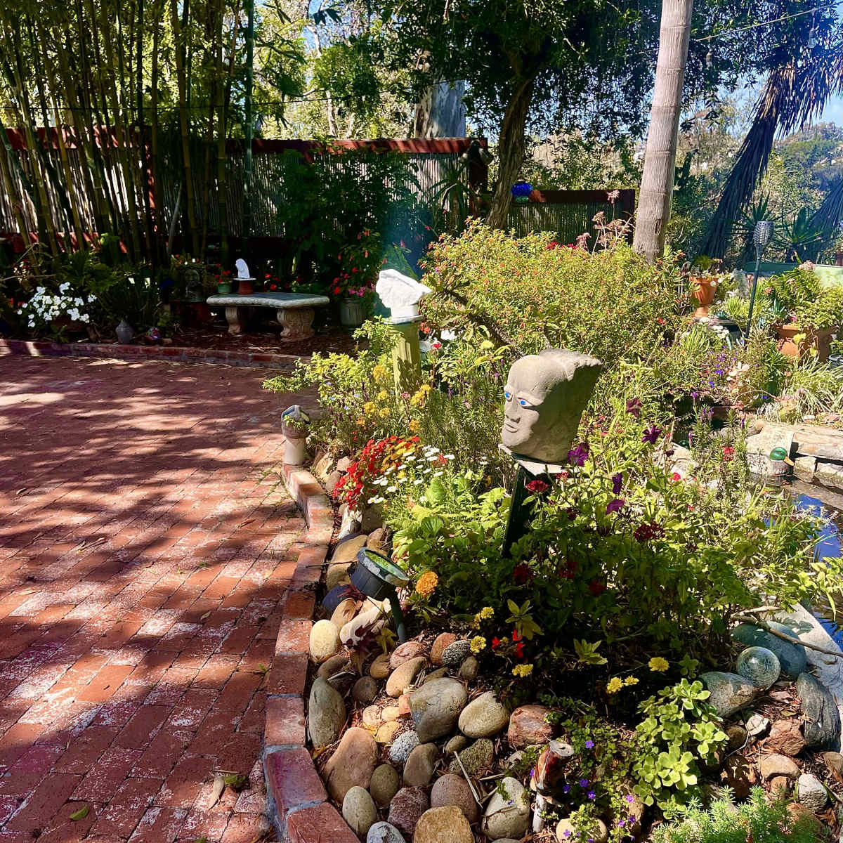 Gorgeous Bricked-In Backyard Botanical Art and Sculpture Garden on ...