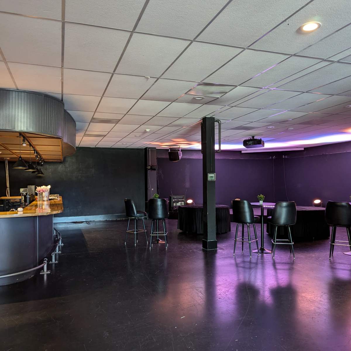 Club atmosphere with bar, dance floor, and audio/video system, GRESHAM ...
