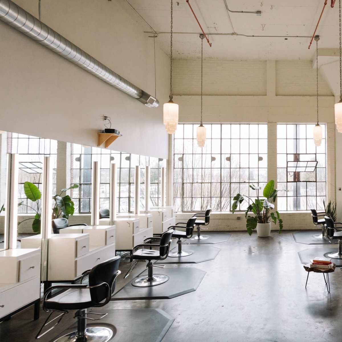 Bright, spacious salon with a wall of North facing windows., Portland ...