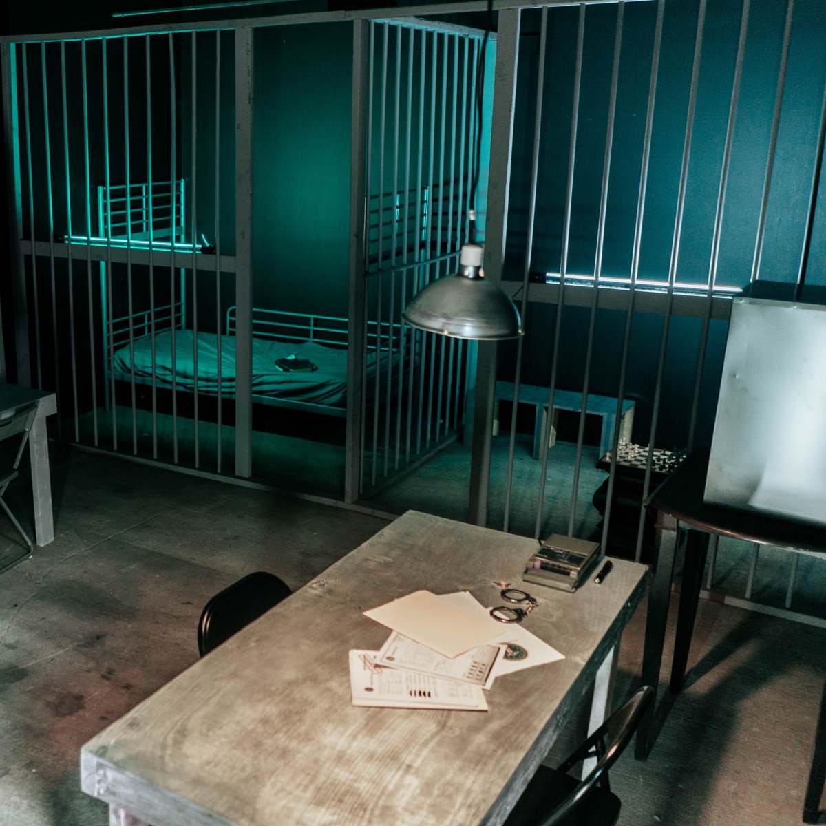 Jail Cell with Interrogation Room, Visitation Center, and Mugshot ...