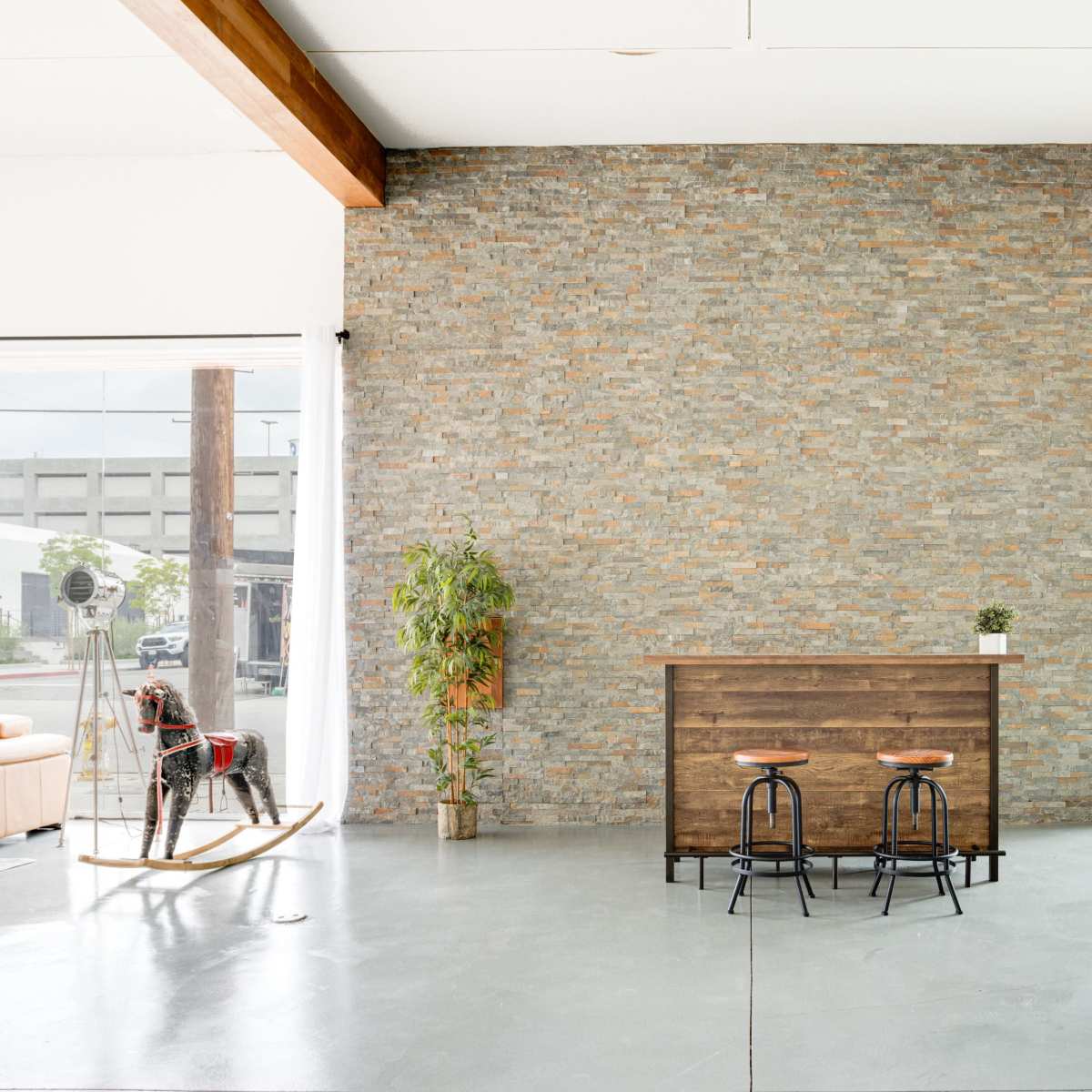 Versatile Ground Floor Event Space w/ Full-size Bar Set in DTLA art ...