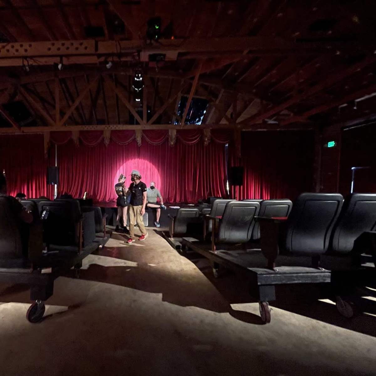 Gorgeous Bohemian theater with Red Velvet Curtains and Wood Beam ...