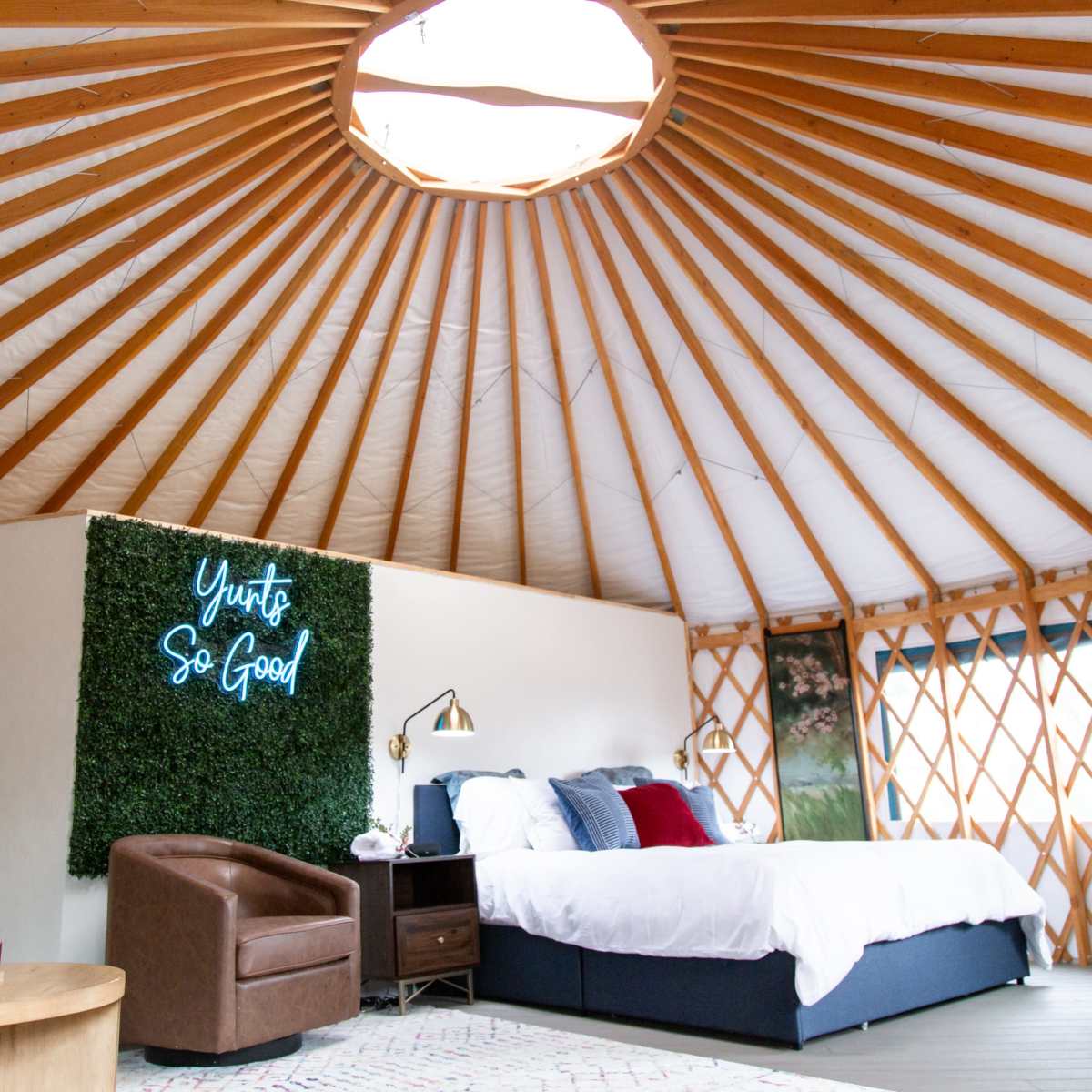 Chique yurt located on open acreage with spectacular view of hill ...