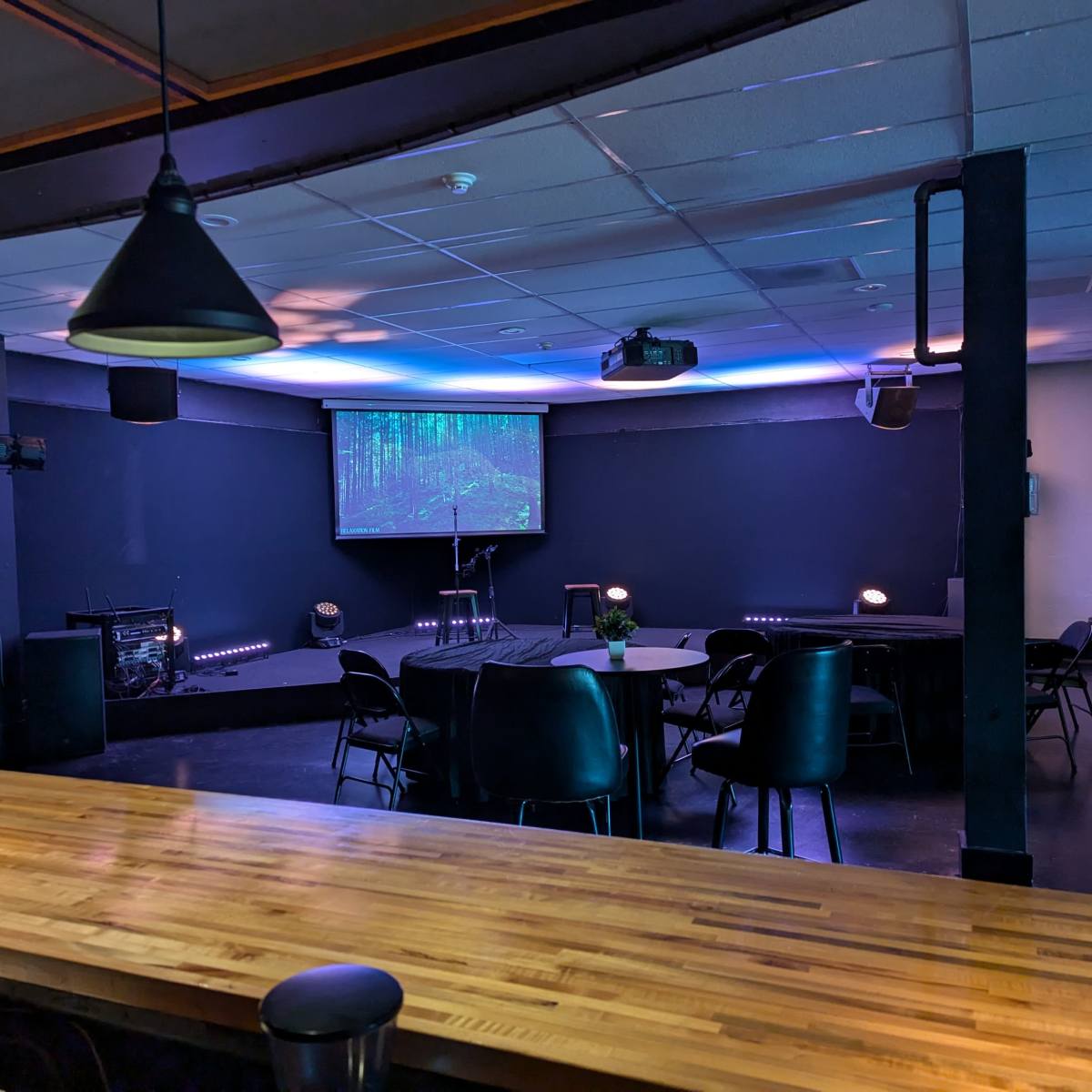 Club atmosphere with bar, dance floor, and audio/video system, GRESHAM ...