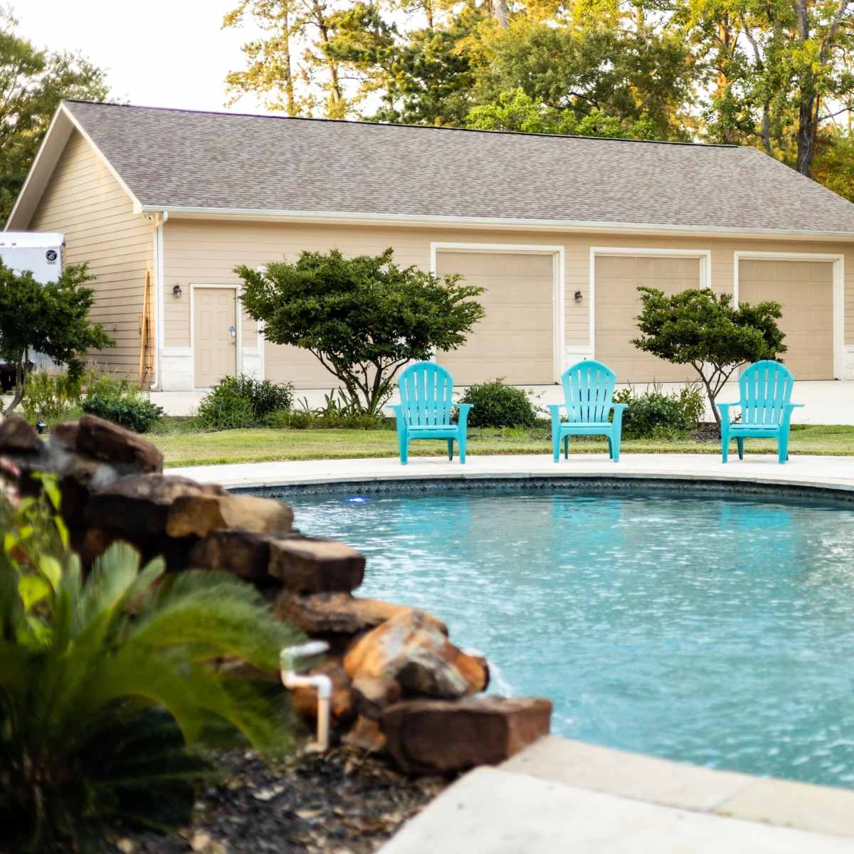 New Limestone Country Home with Large Backyard, Pool, Fountain, and ...